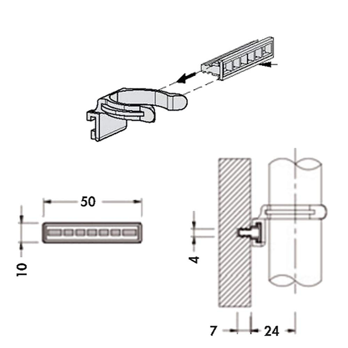 Plastic Kitchen Leg Plinth Clips Kick skirting Board Trims Bracket Hanger (Ø28mm (1 7/64") fir Tail)