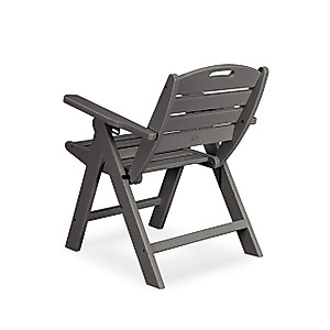 Polywood Outdoor Furniture Nautical Lowback Chair, Green-Recycled Plastic Materials