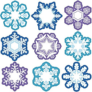 Containlol 45 Pcs Winter Cutouts, Christmas Accents Paper Cutouts Name Tags Seasonal Bulletin Board Tree Displays Classroom Decor for Teacher Homeschool Holiday (Snowflake Style, Blue, Purple)