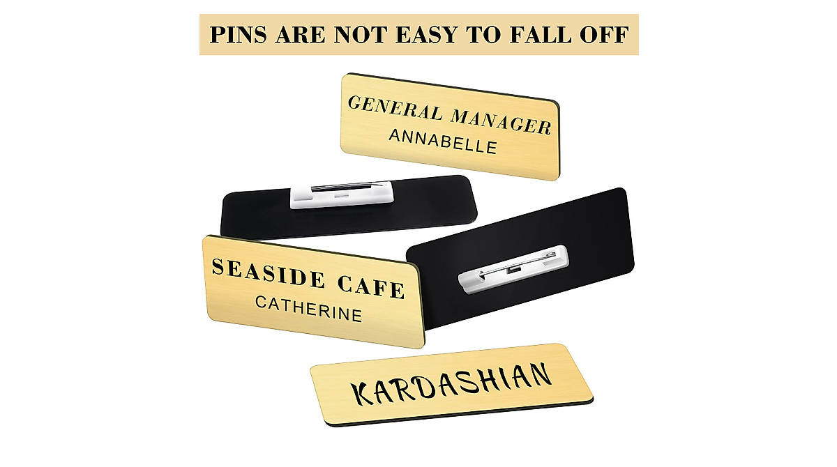 100 Elegant Gold Name Tags with Pins for Any Event