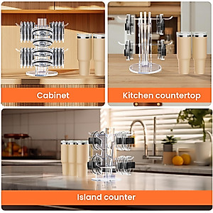 Elgood for Stanley Cup Accessories Tumbler Lid Organizer Yeti Stanley Cup Lid and Straw Holder, Space Saving for Countertop Storage and Organization