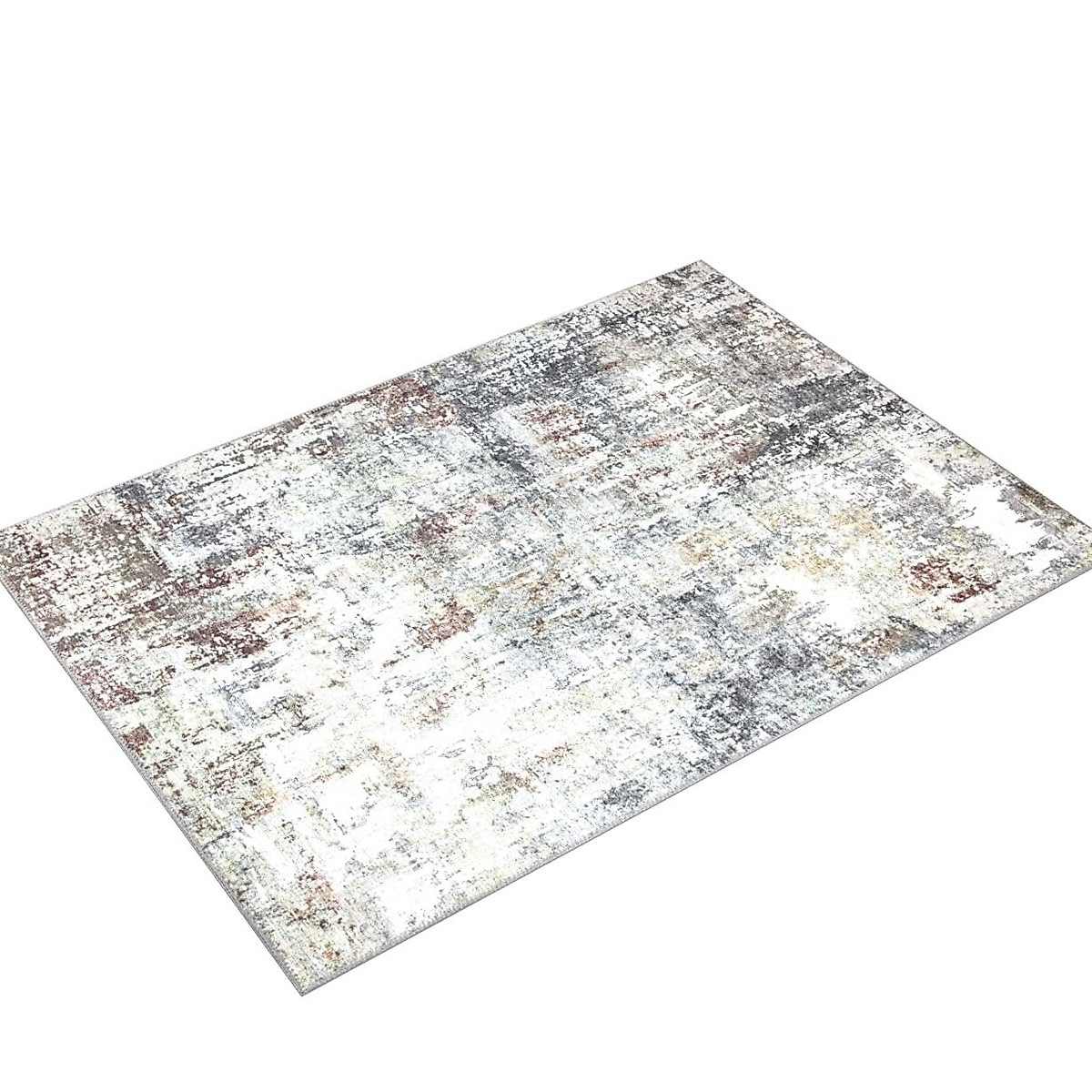 Bloom Rugs Washable Non-Slip 9' x 12' Rug - Gray/Red/Brown Modern Abstract Area Rug for Living Room, Bedroom, Dining Room, and Kitchen - Exact Size: 9' x 12'