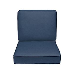Quality Outdoor Living All- Weather Patio Chair Deep Seat and Back Cushion, 23x26, Denim