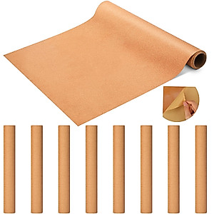 8 Pack Self Adhesive Cork Roll 18 x 47 Inches Long Cork Roll Bulk 0.5 mm Thick Cork Backing Sheets Drawer Shelf Liner for Coaster, Wall Decoration, DIY Crafting, Halloween Party, Door Signs