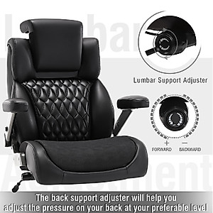 Big and Tall Office Chair 400lb- Adjustable Lumbar Support, Heavy Duty Metal Base, High Back Large Executive Office Chair, Computer Desk Chair Ergonomic Design for Back Pain, Black