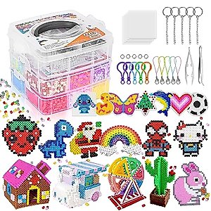 LULUETPUE Fuse Beads Kit,10000PC 5MM Melty Beads Set, Iron Melting Beads Craft Kit with Pegboards,Ironing Paper and Chain Accessories, Arts and Crafts Set for Kids Boys Girls Christmas Birthday Gift