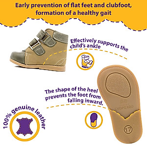 Skorohod Orthopedic Boots 15-141-2 First Step for Boys and Girls Genuine Leather - High Sole - 2 Fasteners (2 Infant, Blue)