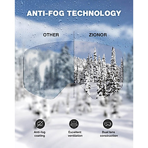 ZIONOR X11MINI Kids Ski Goggles - Cylindrical Snowboard Snow Goggles for Boys Girls Child Youth, UV Protection Anti-fog Helmet Compatible (VLT 29% White Frame ClearRevoSilver Lens)