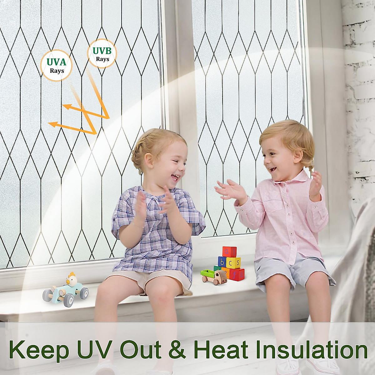 Windimiley Window Privacy Film Stained Glass Frosted Glass Window Sticker Moroccan Lattice Decorative Bedroom Door Coverings UV Sun Blocking Heat Control Removable Home Window Tint,35.5 X 394 in