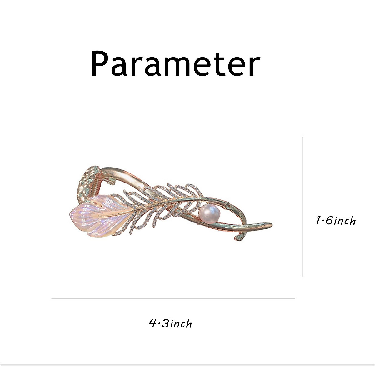 2PCS Tulip and Feather Hair Clip, Pearl Rhinestone Hair Claws French Style Twist Hair Barrette Non Slip Jaw Banana Hair Accessories for Women (TUYU)-003