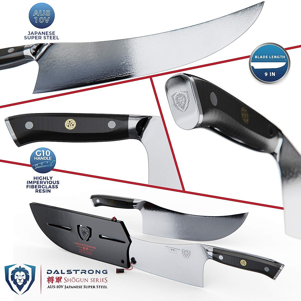 The Shogun Series 9" 'Raptor' Meat Cleaver Bundled with The Dalstrong Premium Whetstone Kit