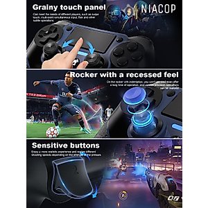 Niacop P4 Controller, play-station 4 controller with Macro Programming Function, Dual Vibration, Turbo 3-level adjustable, 3.5MM headphone jack etc., [2023 Latest Upgrade]
