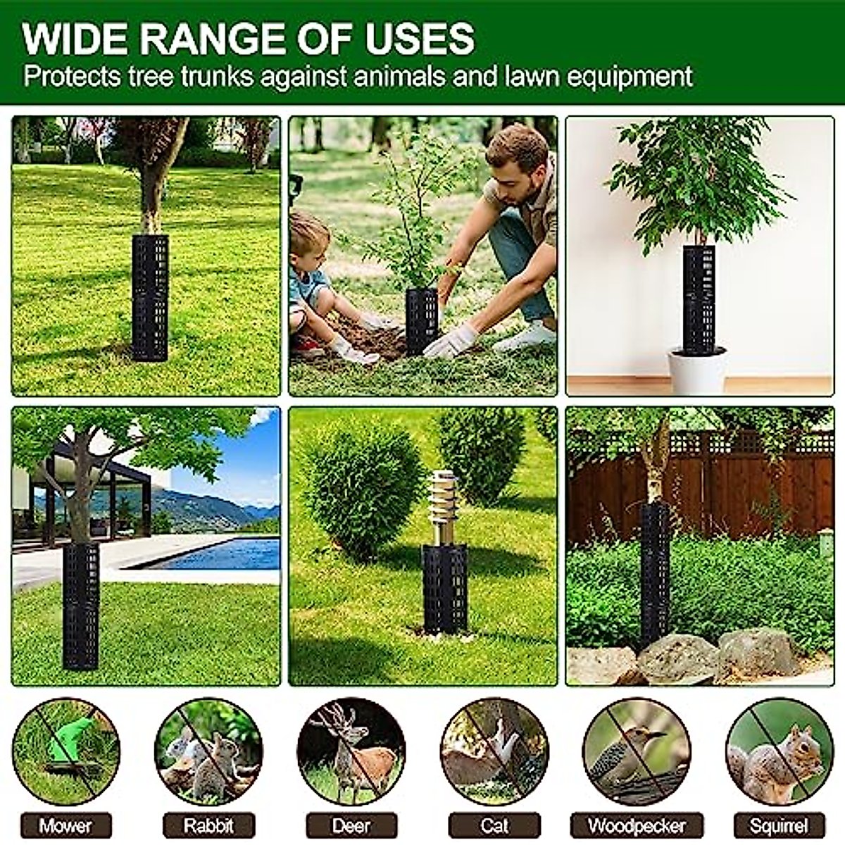 UGarden Plant and Tree Guard Protector, Tree Trunk Protector Around Trunk Bark, Saplings, and Vines, Expandable Tree Bark Protector 19 Inches Tall, Protect from Trimmers, Mowers, and Animals(18 Pack)