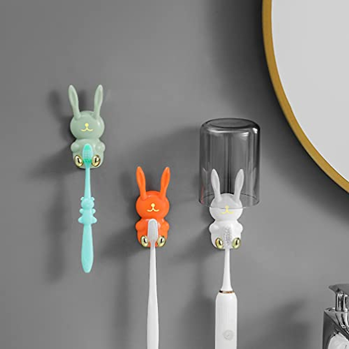 Cabilock 4pcs Adorable Rabbit Nail Free Hook Decorative Wall Hook Utility Hooks Wall Razor Holder Purse Key Holder Hook Towel Hanger Wall Hooks Decorative Wall-Mounted Bag Holder Child abs