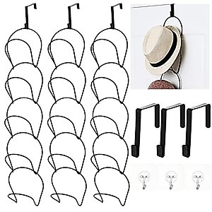 ABuff 15Pcs Rings Cap Rack, Hanging Wig Hat Racks, Hat Rack Hanger Holder Baseball Caps Rack Holder for Hat Clothes Scarf Bag Rack Organizer(Black)