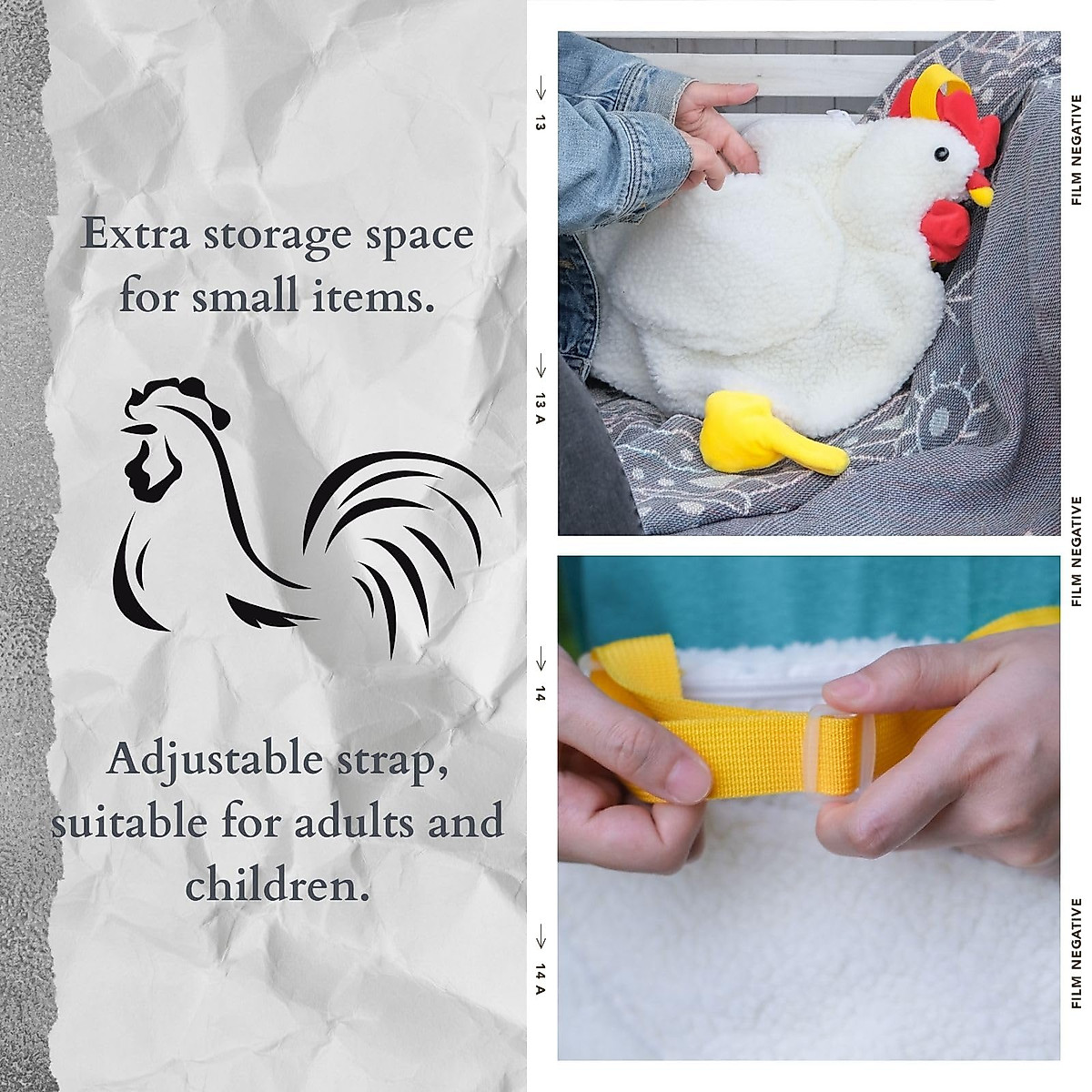 FABMODE Chicken Purse Rooster Bag Adjustable Shoulder Strap (1 Chick Purse)