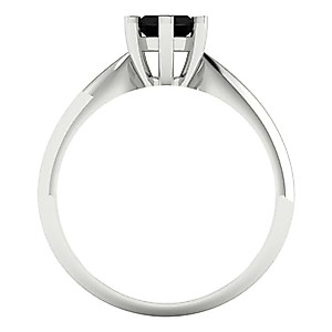 1.0 ct Marquise Cut Solitaire Natural Black Onyx Engagement Wedding Bridal Promise Anniversary Ring 18K White Gold Size 8.75