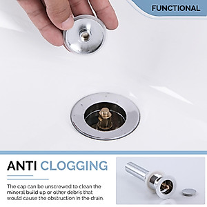 Bathroom Sink Drain Chrome, Angle Simple Brass Sink Stopper with Overflow, Pop Up Darin Assembly
