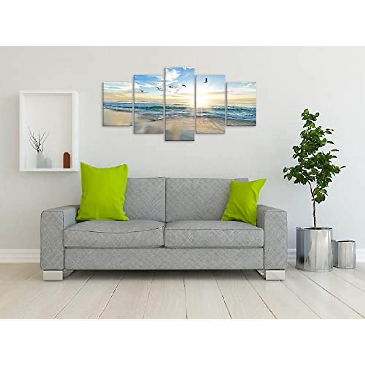 Biufo Seascape Canvas Wall Art Paintings Sunrise at Sea Print Picture Beach Ocean Artwork for Office Bedroom Living Room Wall Decor (Small)