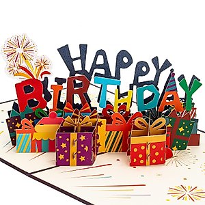 Bajayvovo Handmade Happy Birthday Pop Up Card，Birthday Cards with Envelopes, Blank Inside Birthday Cards，Birthday Card，Birthday Greeting Cards，3D Birthday Card，Pop Up Birthday Cards for Women Men