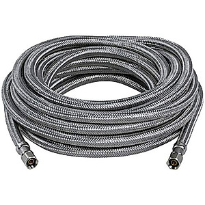 Certified Appliance Accessories Ice Maker Water Line, 25 Feet, PVC Core with Premium Braided Stainless Steel