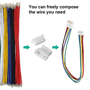 Keszoox MX 1.25mm Male Female Connector Kit and Premium Pre-Crimped Cables Compatible with Molex PicoBlade for Pixhawk Flight Controller Total 240pcs MX1.25 Connectors and 200pcs 28AWG Cable