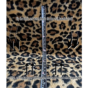 Faux Fur Animal Long Pile 58" Wide Fabric Full, Plush, Warm Soft Coat, Fashion Fursuit Costume - Sold by Continuous Yard (Leopard Fur)