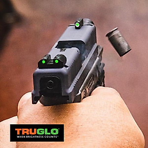 TruGlo TFO Tritium Fiber Optic Handgun Laser Sight Accessories Set with Rear Colors, Fits Glock 17/17L, 19, 22, 23, 24 Models and More, Yellow Light
