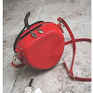 123Arts Fashion Apple Shape PU Leather Handbag Cartoon Shoulder Bags Purse - Red / Green, 191910cm
