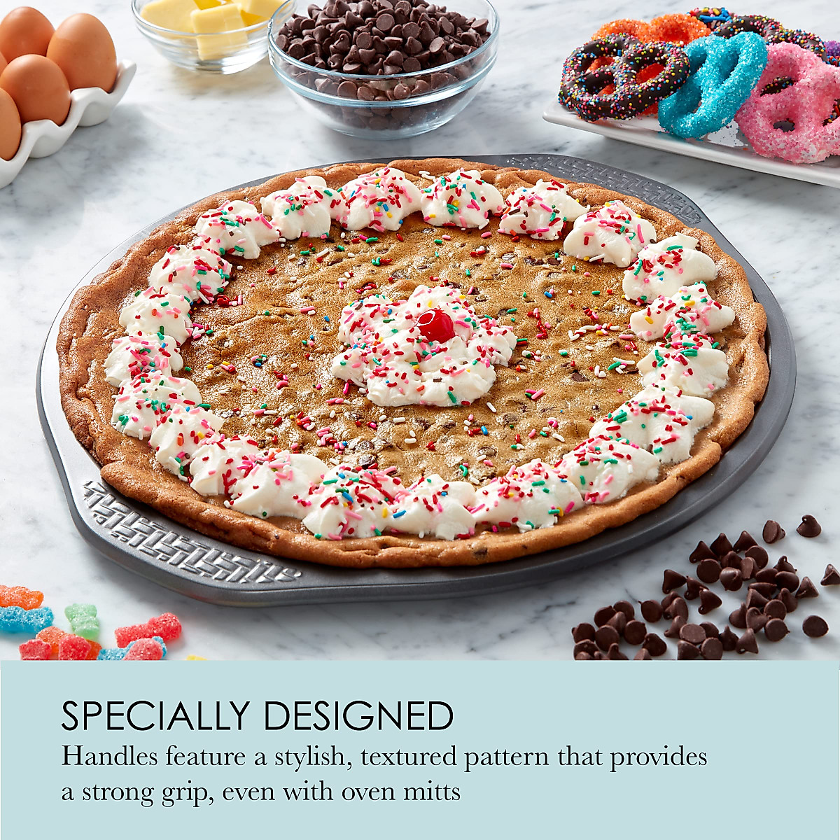 Chicago Metallic Everyday Non-Stick Pizza Crisper. Perfect for making homemade pizza, baking frozen treats reheating meals, and more