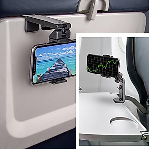1st Class Kid Plane Pocket & Tray Table Cover Bag Set | Universal In-Flight Phone Holder | Hands-free Phone Mount with Flexible Rotation for Airplane, Phone Stand for Desk | Travel Hack Must Haves