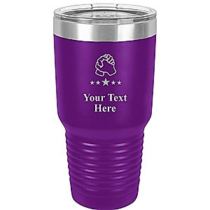 Crown Awards Friendship Travel 30oz Purple Stainless Steel Vacuum Insulated Hot/Cold Tumbler with Clear Lid - Great Customizable Gift For Any Special Event. BPA Free