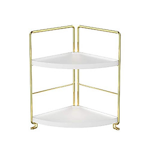 kaileyouxiangongsi 2-Tier Kitchen Spice Rack-Corner Bathroom Shelf- Kitchen Triangle Storage Rack - Standing Rack for Bathroom, Living Room, Bedroom, Kitchen (Golden)