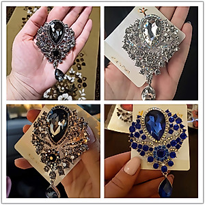 Wedding Bridal Big Crystal Rhinestone Bouquet Brooch Pin for Women (gold)