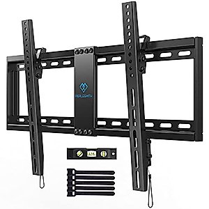 PERLESMITH Tilt TV Wall Mount for Most 37-82 inch TVs up to 132 lbs, Tilt TV Wall Mount Fits 16”/18”/24” Wood Studs, Low Profile Flat Wall Mount with Max VESA 600x400mm, PSLTK1