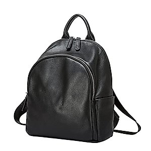 Girlfeel Genuine Leather Women's Fashion Backpack Purses Multipurpose Design Travel bagBusiness Work Bag for Men/Women-Black