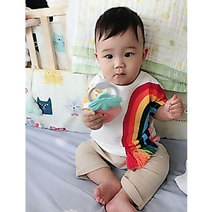 Toddler Kids Baby Boy Girl Short Sleeve Tassel Rainbow T-Shirt Striped Summer Casual Tops (White, 4-5T)