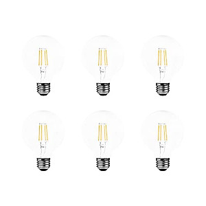 LEDVANCE Sylvania Reduced Eye Strain G25 Globe LED Light Bulb, 60W = 6W, 13 Year, Dimmable, Clear, 5000K, Daylight - 6 Pack (41244)