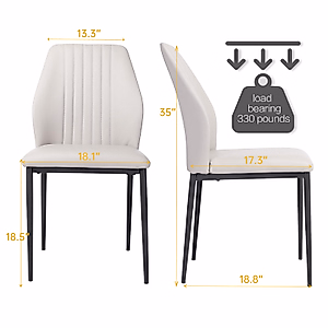 ZckyCine Dining Chair PU Leather Living Room Chair Modern Kitchen Armless Side Chair with Metal Legs