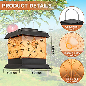2 Packs Wasps Box Outdoor Hanging,Bees Box Catcher Wasps Reusable Yellow Jacket Box