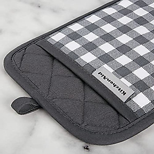 KitchenAid Gingham Pot Holder 2-Pack Set, Charcoal Grey, 7"x10"