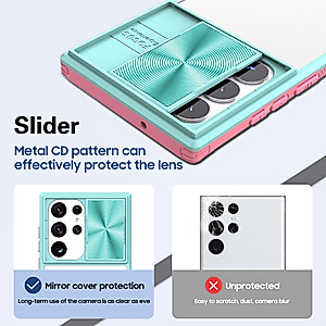 Asuwish Phone Case for Samsung Galaxy S22 Ultra 5G with Built in Camera Cover Slide Body Protection Slim Clear Bumper Cell Accessories Gaxaly S22ultra 22S S 22 22ultra G5 Women Men Girl Blue