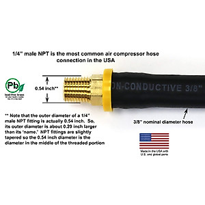 18-inch Short Air Compressor Hose: 1/4" Male NPT To 1/4" Male NPT Connections (Lead-Free Brass)