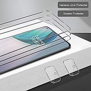 Orzero (5 Pack) Compatible for OnePlus Nord N10 5G 3 Pack Tempered Glass Screen Protector+ 2 Pack Flexible Glass Camera Lens Protector, HD Bubble-Free (Lifetime Replacement)