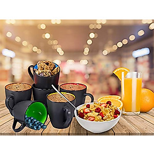 Bruntmor 16 Oz Black Coffee Mugs Set of 6, Large Size Ceramic espresso cups,Microwave safe Coffee Mugs For Your Christmas Gift, Black Coffee, Tea cups