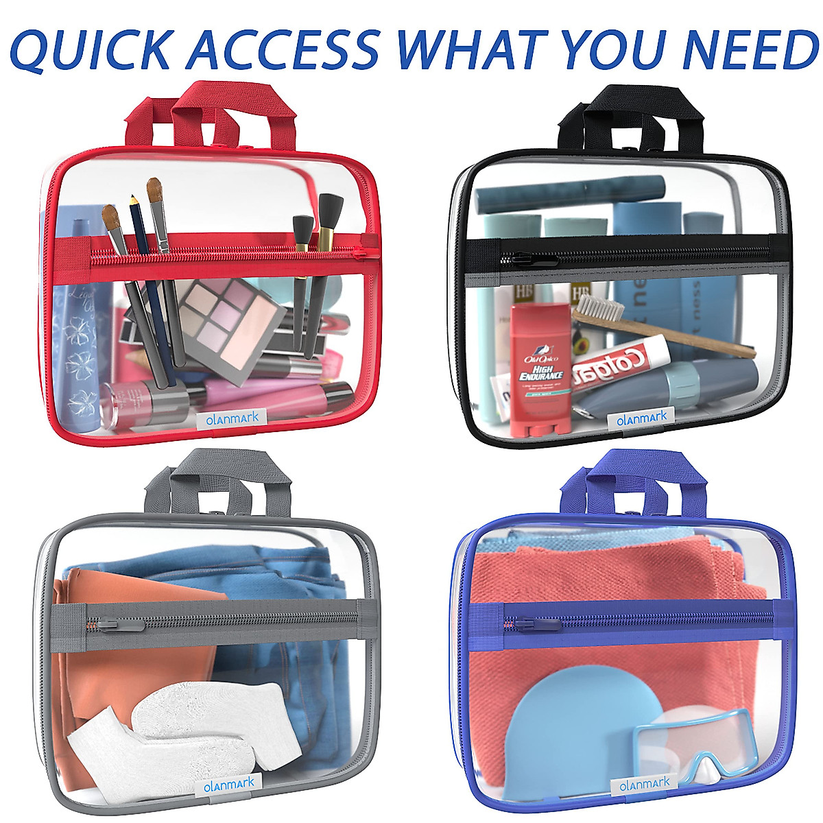 Clear Toiletry Bag - PVC Makeup Bag - Large Transparent Cosmetic Travel Case - See Through Packing Cube with Handle - Clear Bag with Zipper - Plastic Storage Pouch for Women