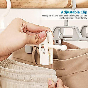 YARNOW Pants Hangers Plastic Trouser Clip Hangers, 10 Pack Adjustable Skirt Hangers with Clips, 360- Rotating Non- Slip Clip Hangers for Pant Skirt Jeans (13. 8 x 5. 7 Inch White) Clip Hangers