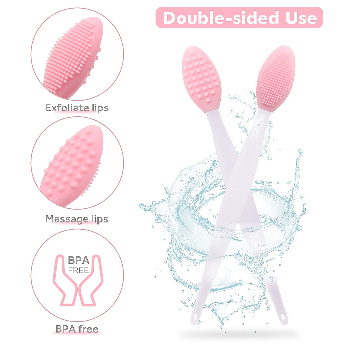 Lip Scrub Brush,Silicone Lip Brush Exfoliating Double-Sided Lip Scrubber Tool, Lightening for Dark and Chap Lips, Exfoliating Brush for a Smoother and Fuller Appearance, Cleaner Lips