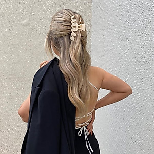 SuPoo Large Hair Clips 4.7" for Thick Hair, Strong Hold Banana Claw and Jumbo Jaw Clips, Cute Big Hair Clips for Women, Hair Styling Accessories, Matte Finish, 4 Count