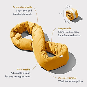 Huzi Infinity Pillow - Travel Neck Pillow - Versatile Soft 360 Support Scarf - Machine Washable - Home Travel Flight Road Trips (Ochre Yellow)